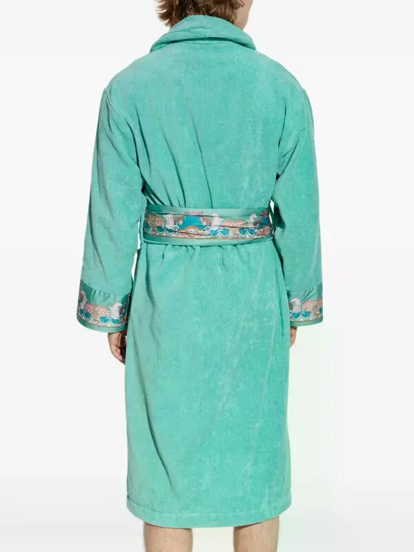 Versace Turquoise Embroidered Robe - Green