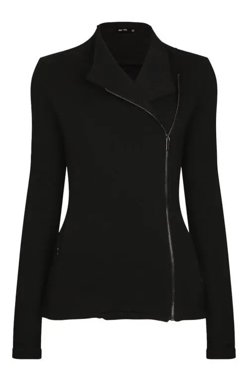 SAINT + SOFIA Cotton Biker Jacket - Black