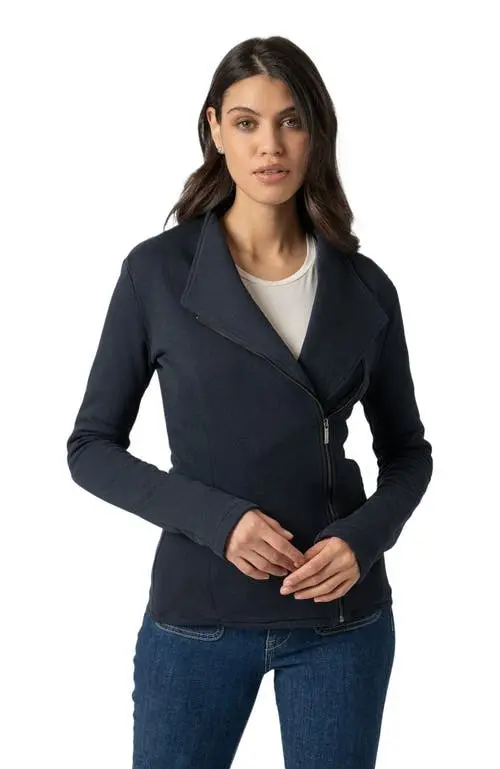SAINT + SOFIA Cotton Biker Jacket - Navy