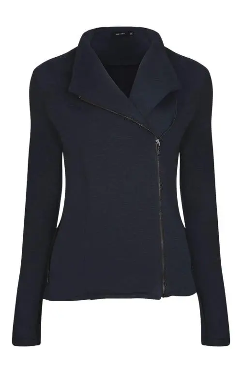 SAINT + SOFIA Cotton Biker Jacket - Navy
