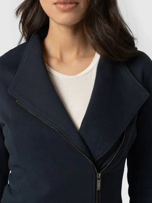 SAINT + SOFIA Cotton Biker Jacket - Navy