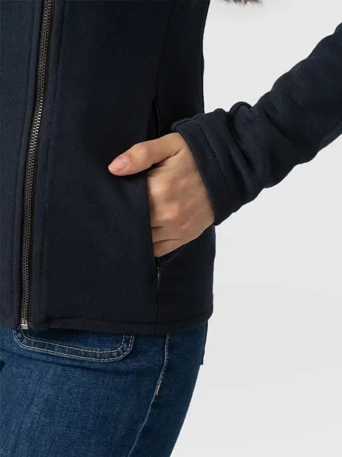 SAINT + SOFIA Cotton Biker Jacket - Navy