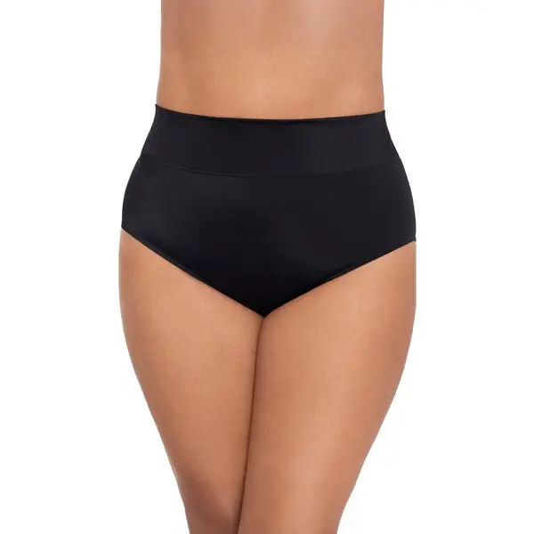 TRIMSHAPER Wide Waistband Yoke-top Swim Brief - Black