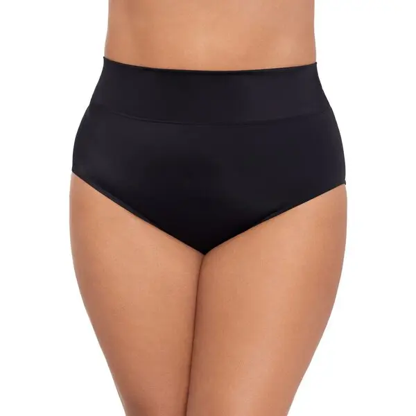 TRIMSHAPER Wide Waistband Yoke-top Swim Brief - Black
