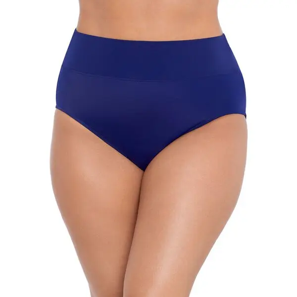TRIMSHAPER Wide Waistband Yoke-top Control Swim Brief - Ink