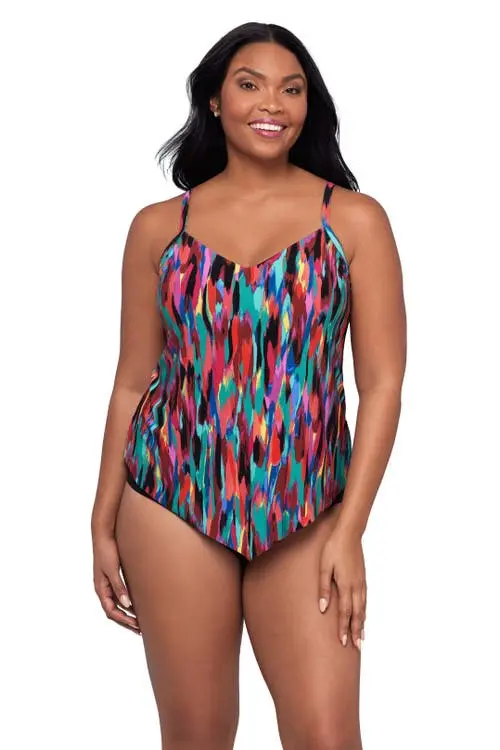 TRIMSHAPER Hank Handkerchief Tankini Swimsuit Top - Abstract Mosaic