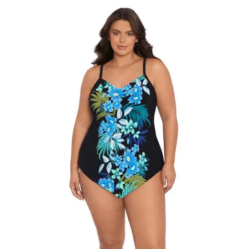 TRIMSHAPER Hank Handkerchief Tankini Swimsuit Top - Fern Delight