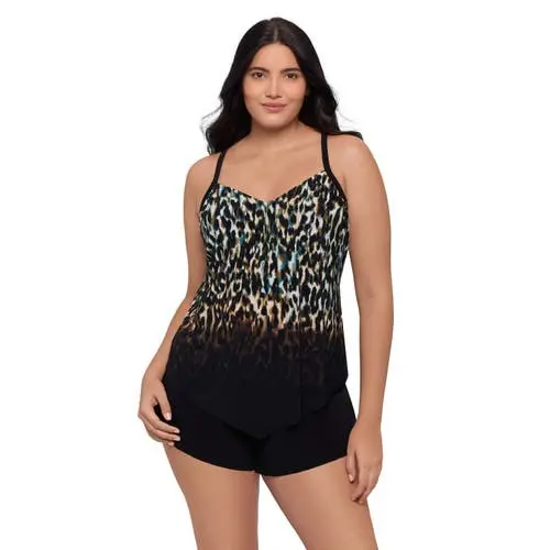 TRIMSHAPER Hank Tankini Swimsuit Top - Leopard In The Mist Ombre