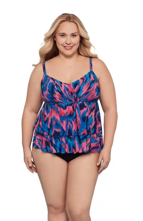 TRIMSHAPER Leona V-neckline Tankini Swimsuit Top - Nairobi Nights