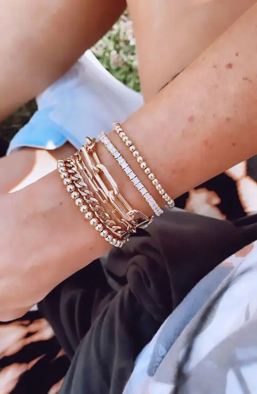SHYMI Two-tone Beaded Stretch Bracelet - Gold