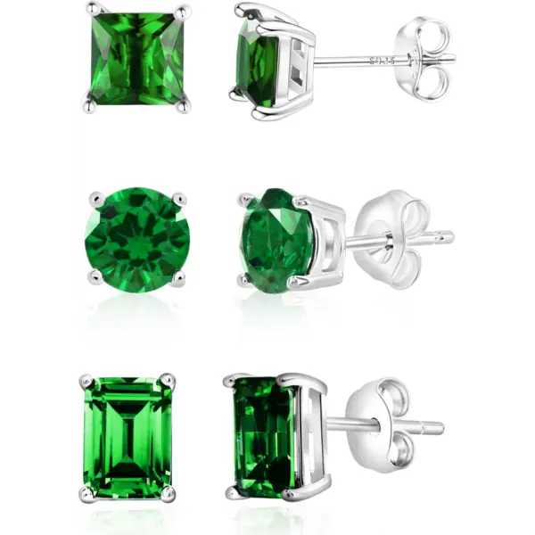 DONATELLO GIAN 3-pack Of 'name's Sterling Silver Stud Earrings - Green