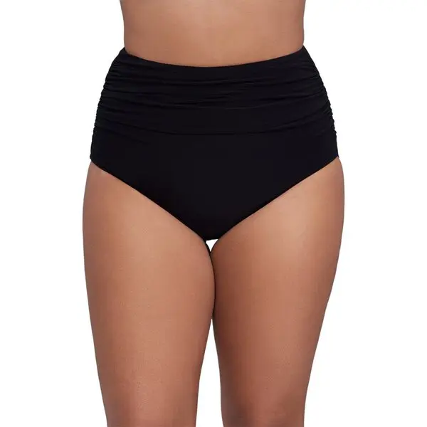 TRIMSHAPER High-waist Shirred Swim Brief - Black