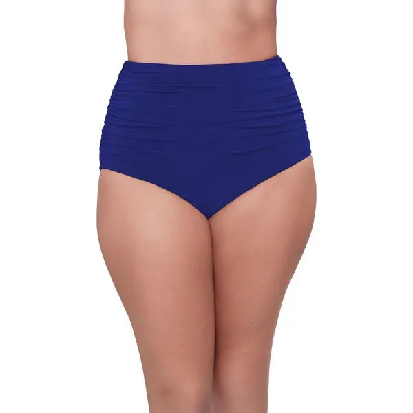 TRIMSHAPER High-waist Shirred Swim Brief - Ink