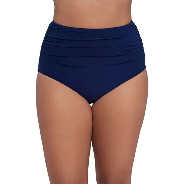 TRIMSHAPER High Waist Shirred Control Swim Brief - Ink