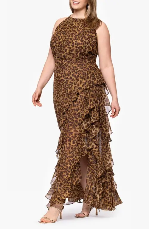 Betsy & Adam Cheetah Print Flutter Dress