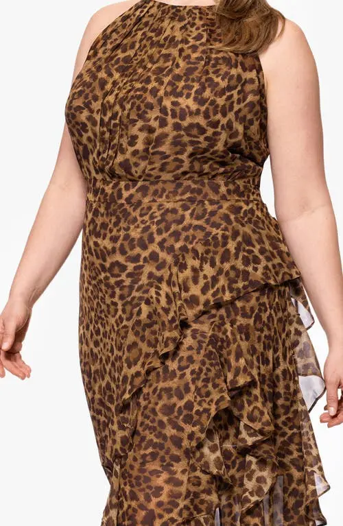 Betsy & Adam Cheetah Print Flutter Dress