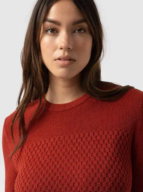 SAINT + SOFIA Honeycomb Rib Crewneck Sweater - Amber
