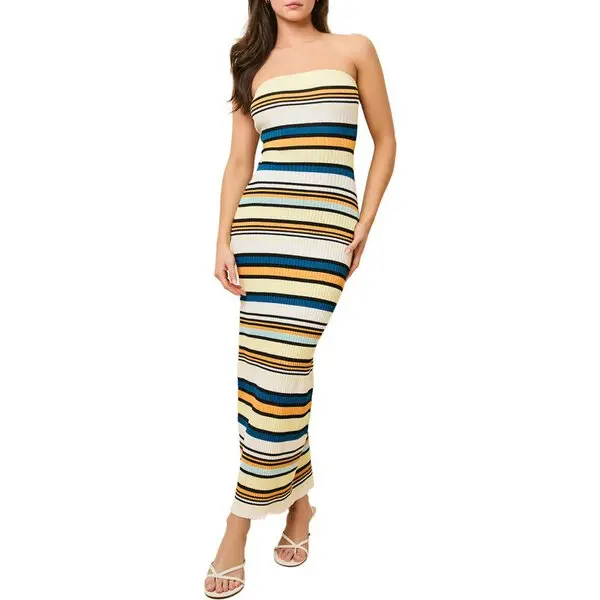 Solid & Striped The Caroline Strapless Maxi Dress - Variegated Stripe