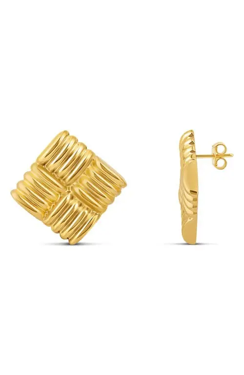 SHYMI Textured Square Statement Earrings - Gold