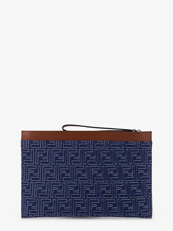 Fendi Ff Jacquard Denim Clutch - Blue