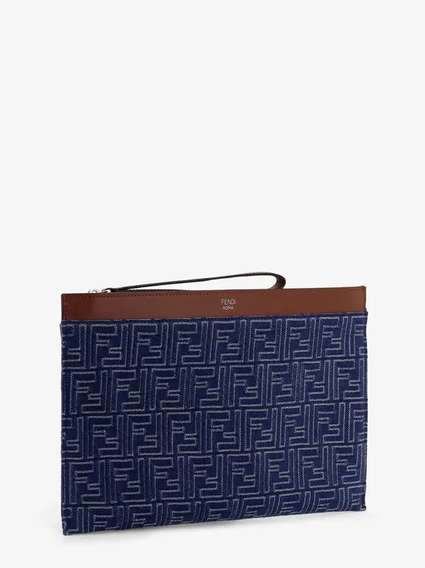 Fendi Ff Jacquard Denim Clutch - Blue