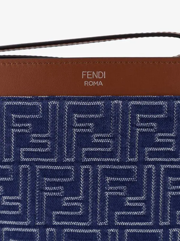 Fendi Ff Jacquard Denim Clutch - Blue