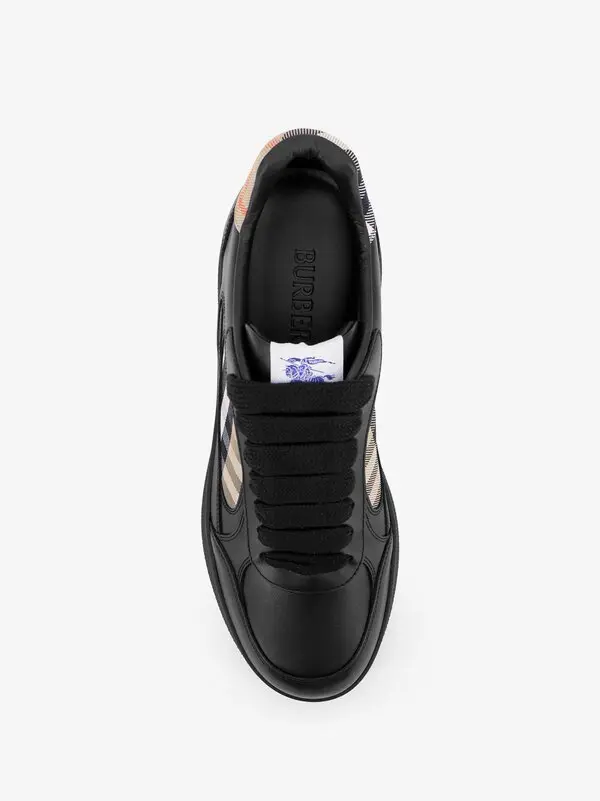 Burberry Leather Low-top Sneakers With Check Inserts