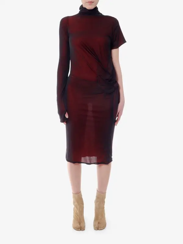 MAISON MARGIELA Viscose Dress With Asymmetric Sleeves - Red