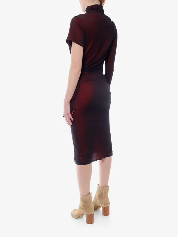 MAISON MARGIELA Viscose Dress With Asymmetric Sleeves - Red