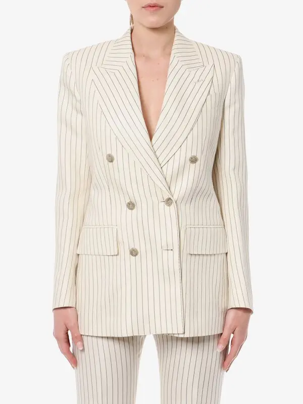 TOM FORD Double-breasted Striped Jacket - White