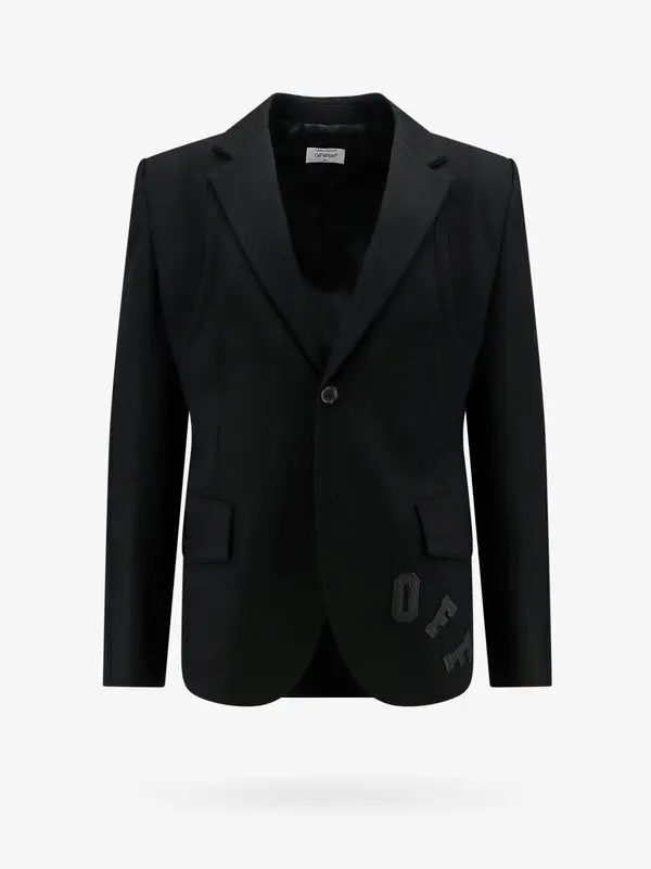 Off White Virgin Wool Blazer With Off Patch