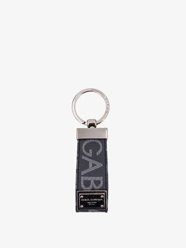 Dolce & Gabbana Coated Canvas Keychain With Logo - Black