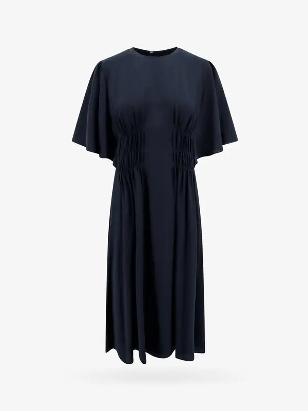 Chloé Silk Midi Dress With Draped Front - Blue