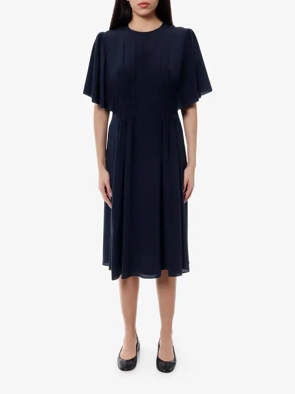 Chloé Silk Midi Dress With Draped Front - Blue