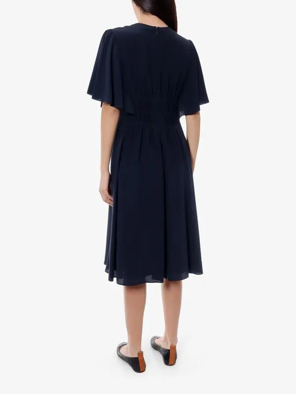 Chloé Silk Midi Dress With Draped Front - Blue
