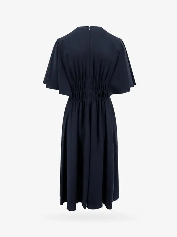 Chloé Silk Midi Dress With Draped Front - Blue