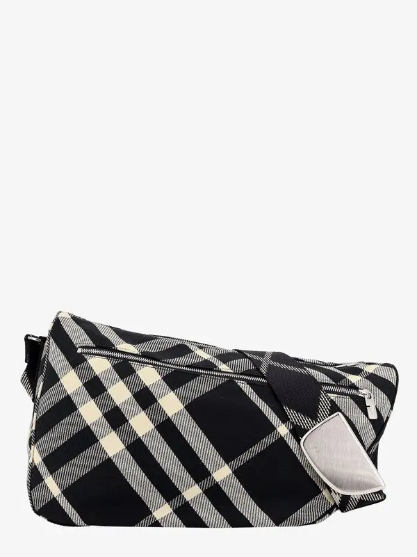 Burberry Messenger Bag With Check Jacquard Motif - Black