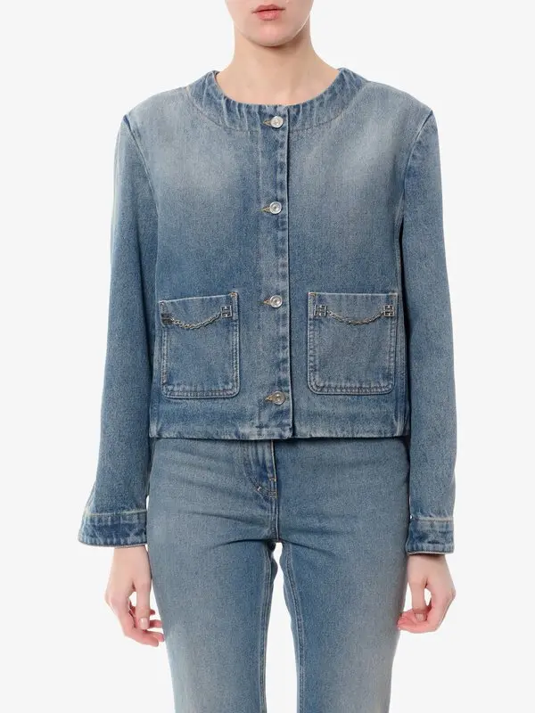 Givenchy Denim Jacket With Metal Chain - Blue