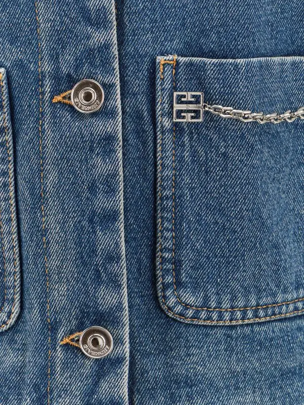 Givenchy Denim Jacket With Metal Chain - Blue