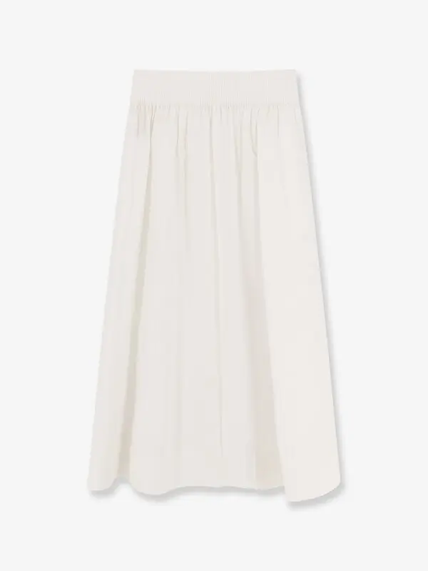 Tory Burch Cotton Flared Skirt With Logo Buttons