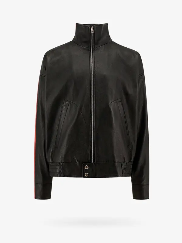 Alexander McQueen Leather Jacket With Contrasting Bands