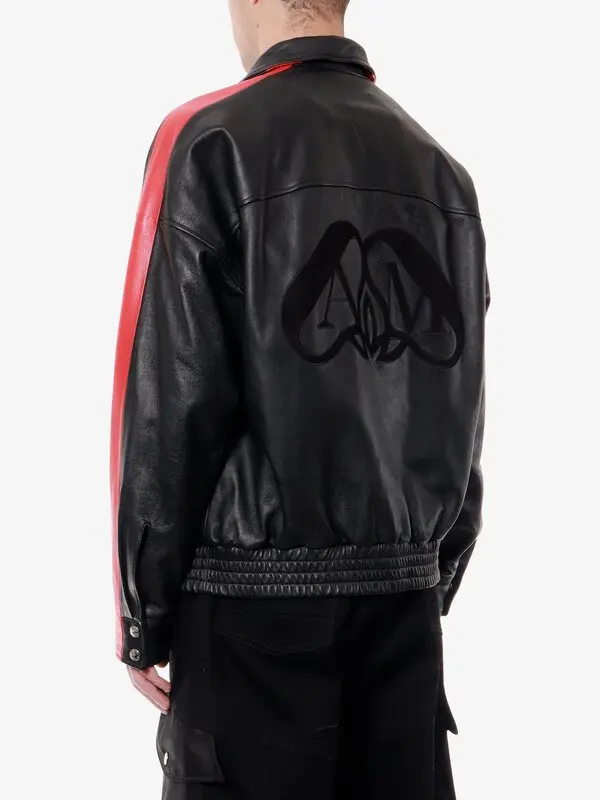 Alexander McQueen Leather Jacket With Contrasting Bands