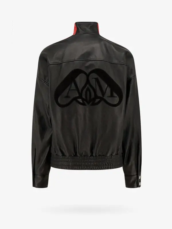 Alexander McQueen Leather Jacket With Contrasting Bands