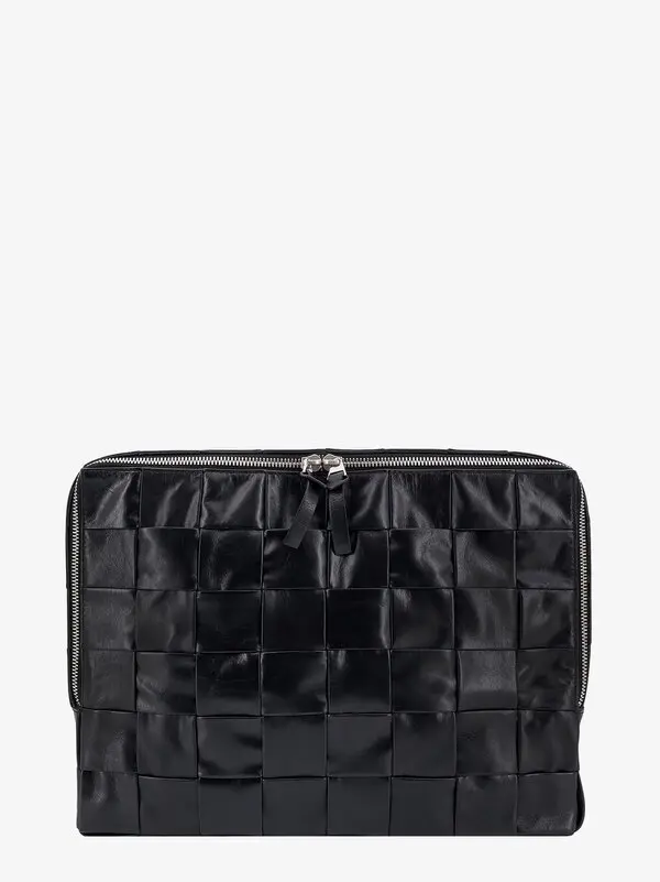 Bottega Veneta Leather Clutch With Intrecciato Motif - Black