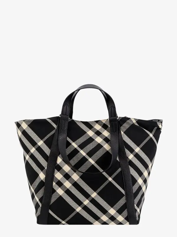 Burberry Cotton-blend Check Motif Shoulder Bag - Black
