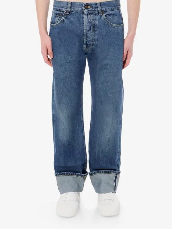 Alexander McQueen Cotton Jeans With Leather Logo Patch