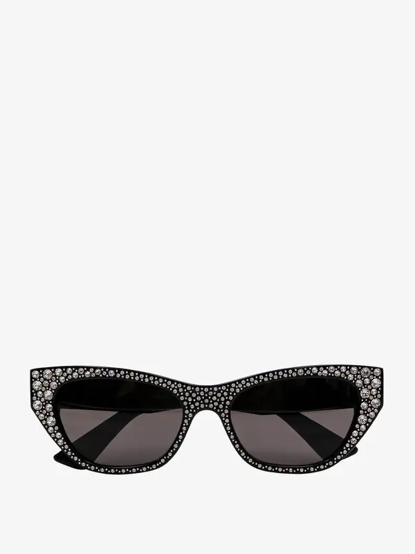 Alexander McQueen Acetate Cat-eye Sunglasses With Rhinestones - Black
