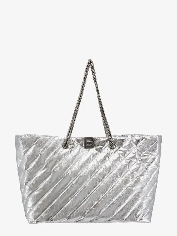 Balenciaga Quilted Leather Shoulder Bag With Metal Chain Strap
