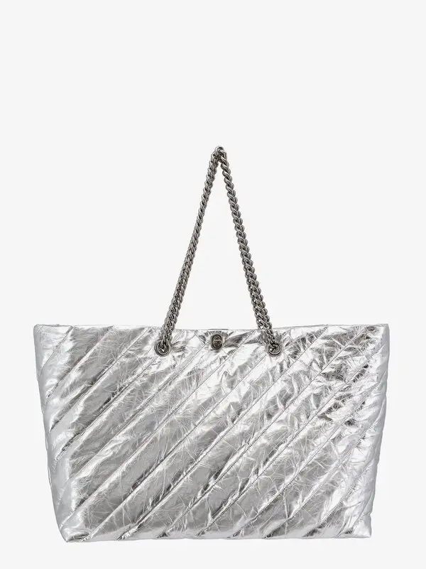 Balenciaga Quilted Leather Shoulder Bag With Metal Chain Strap