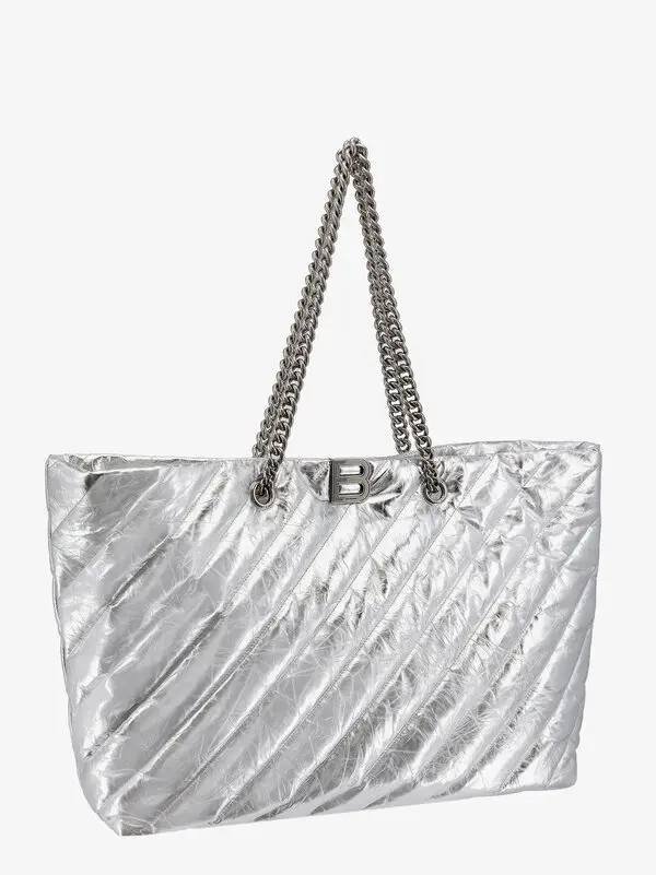 Balenciaga Quilted Leather Shoulder Bag With Metal Chain Strap